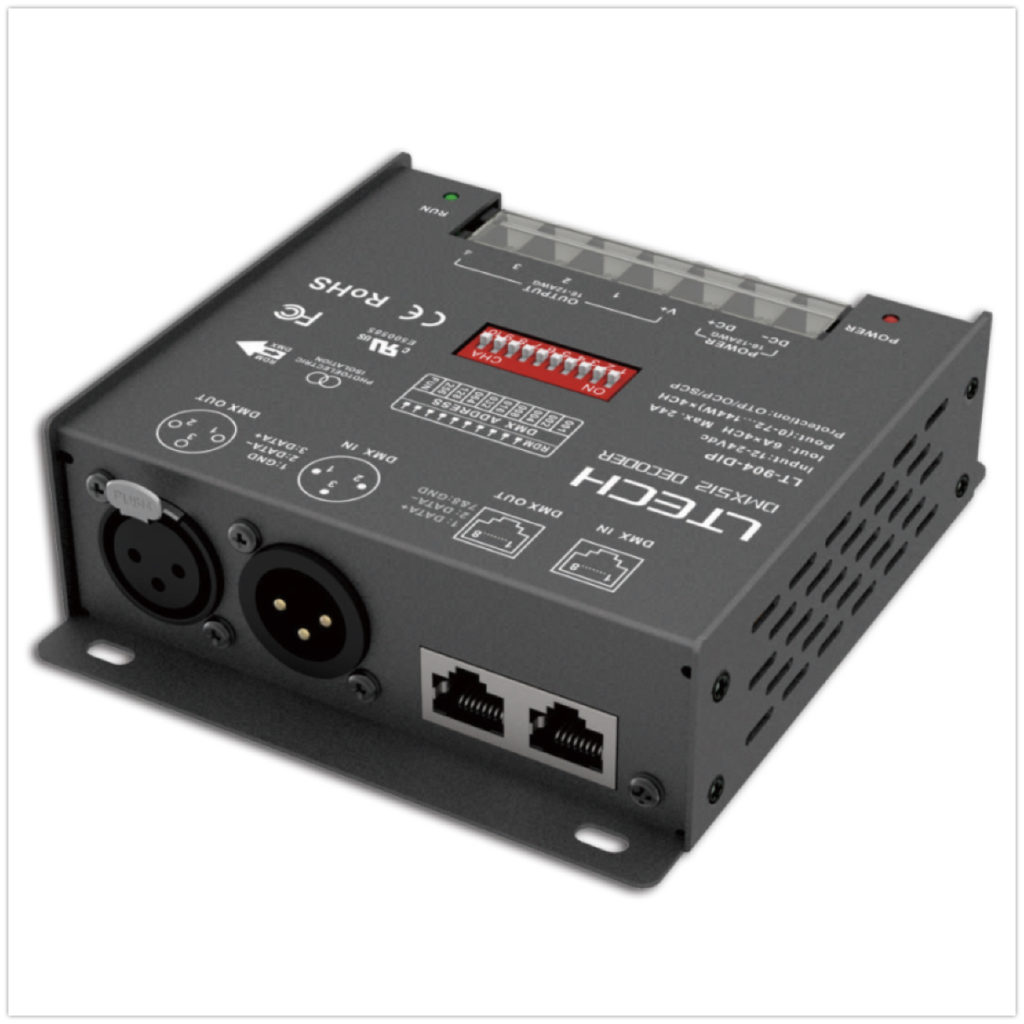 LTECH DMX512/RDM 4chデコーダー LT-904-DIP – スマートライト株式会社